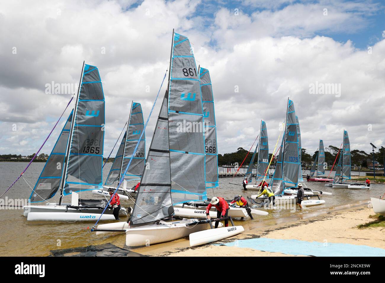 Weta boats in the water getting ready for the race, Australian Weta ...
