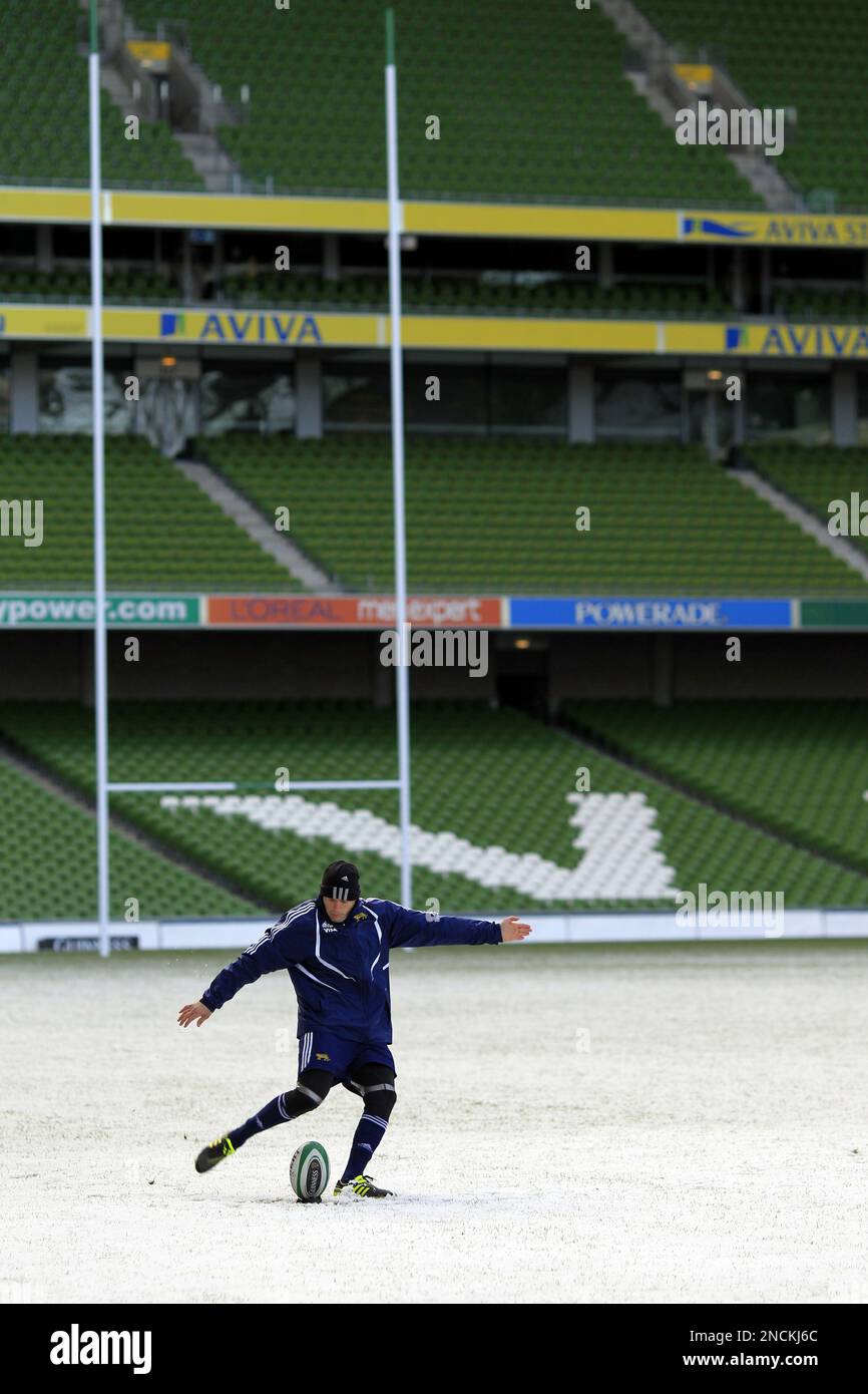 Argentina captain Felipe Contepomi prepares to kick the ball during the ...