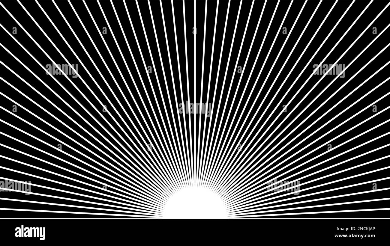 Black and white abstract sun ray background design. Modern line sunrise ...