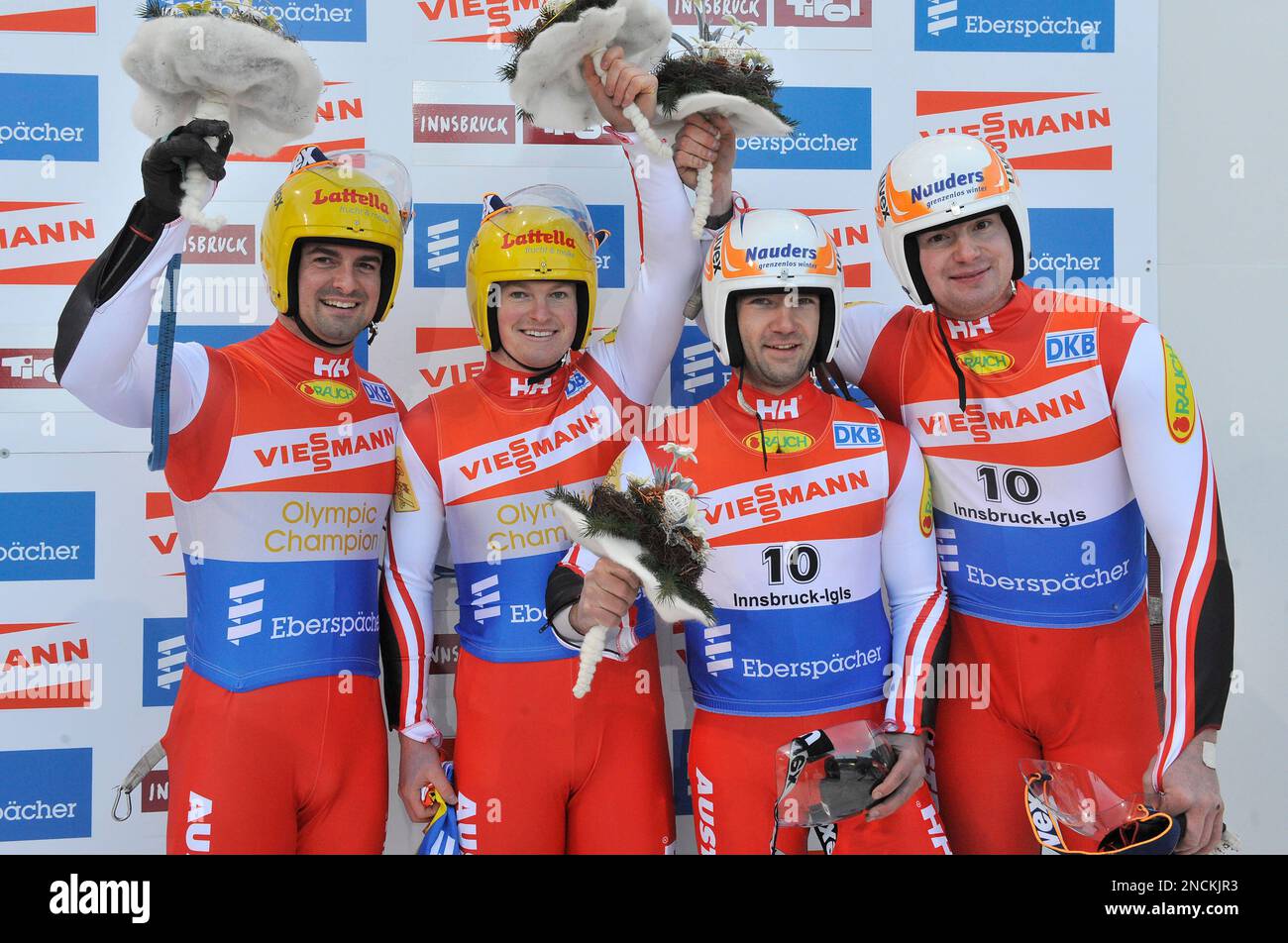 Austria's winner Andreas Linger,Tobias Linger, second placed Georg ...