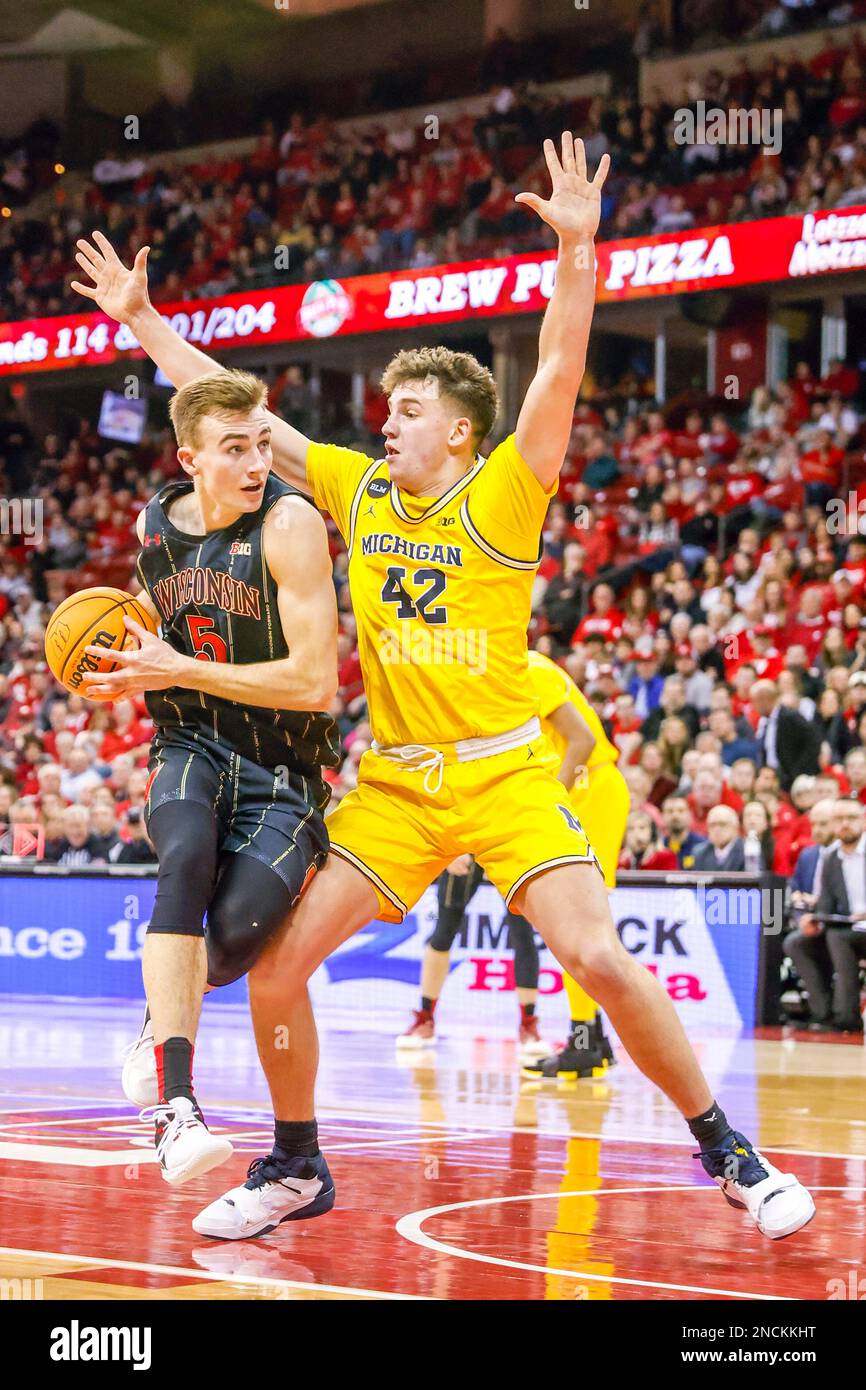 MADISON, WI - FEBRUARY 14: Wisconsin forward Tyler Wahl (5) tries to ...