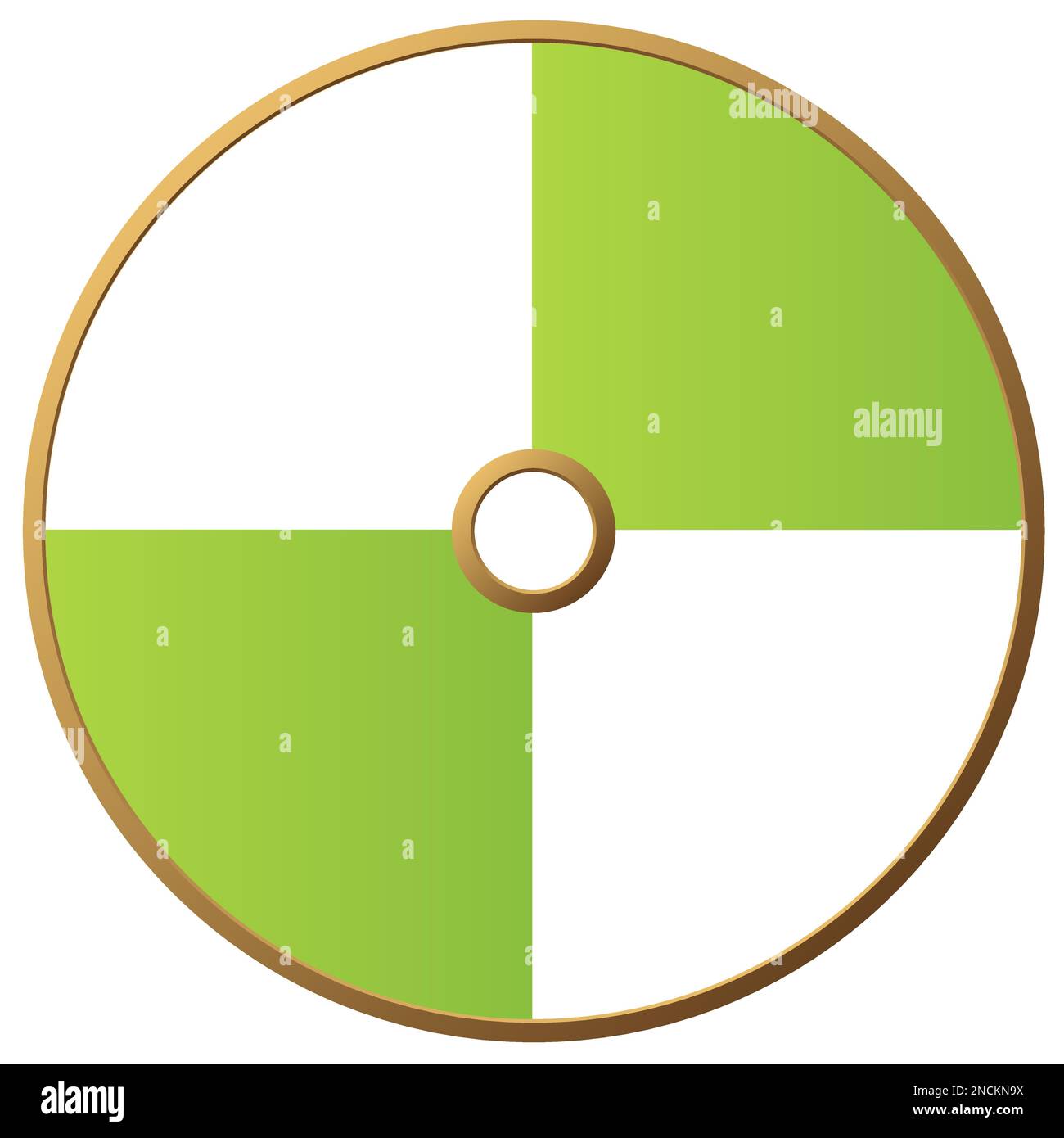 Gold ring divided inside into 4 parts of copy space, isolated on white ...