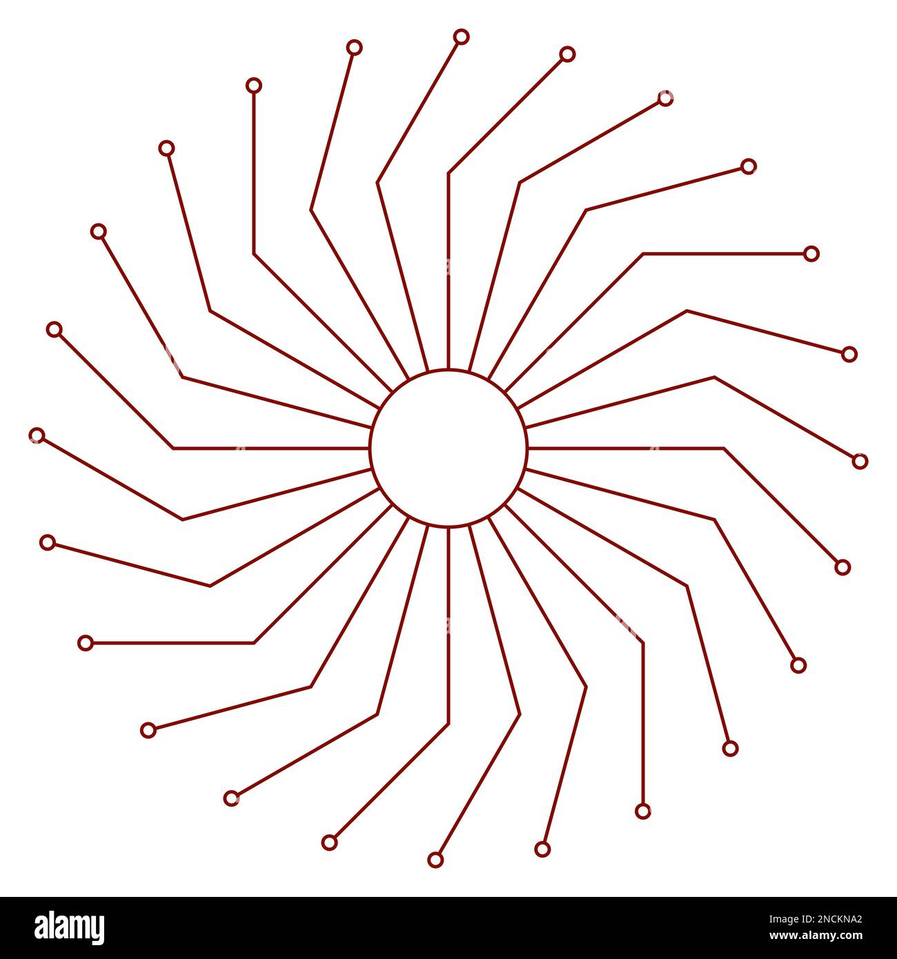 Linear circular shape with petals like sun or flower isolated on white ...