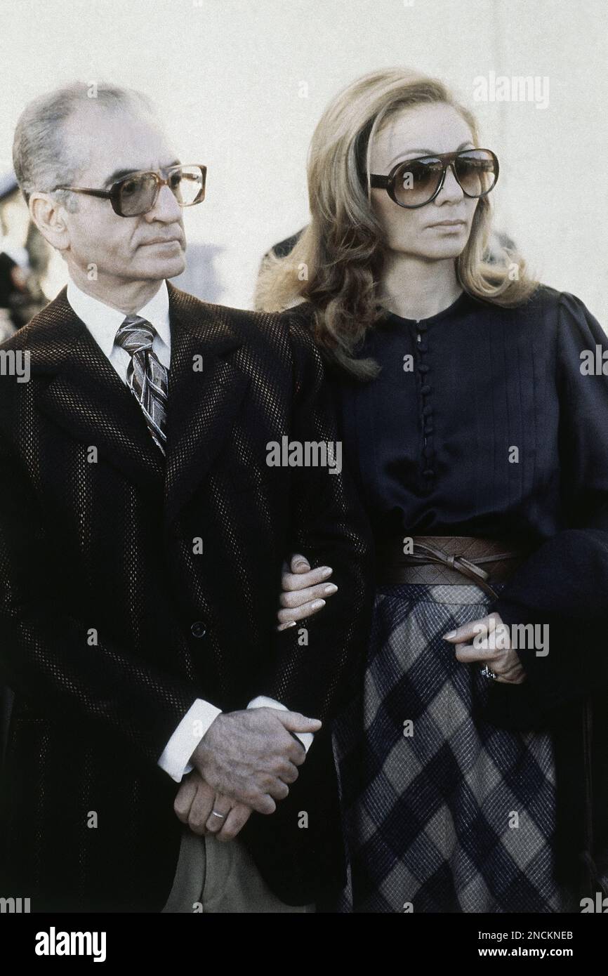 The Shah of Iran Mohammad Reza Pahlavi and wife Empress Farah Pahlavi ...