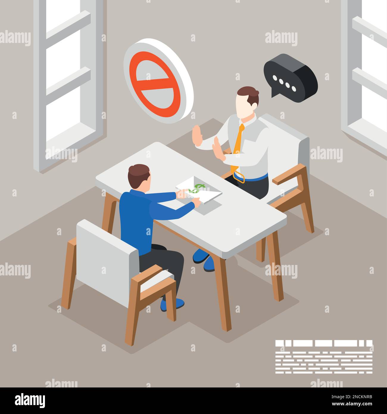 Isometric concept of esg and anti corruption policy with man rejecting ...