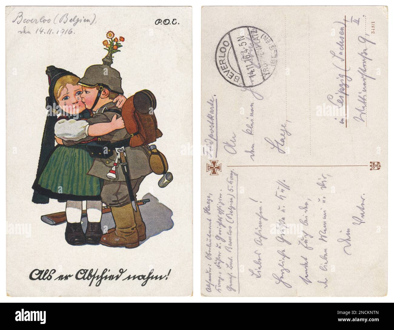 German historical postcard: Children as adults: a soldier in full ...