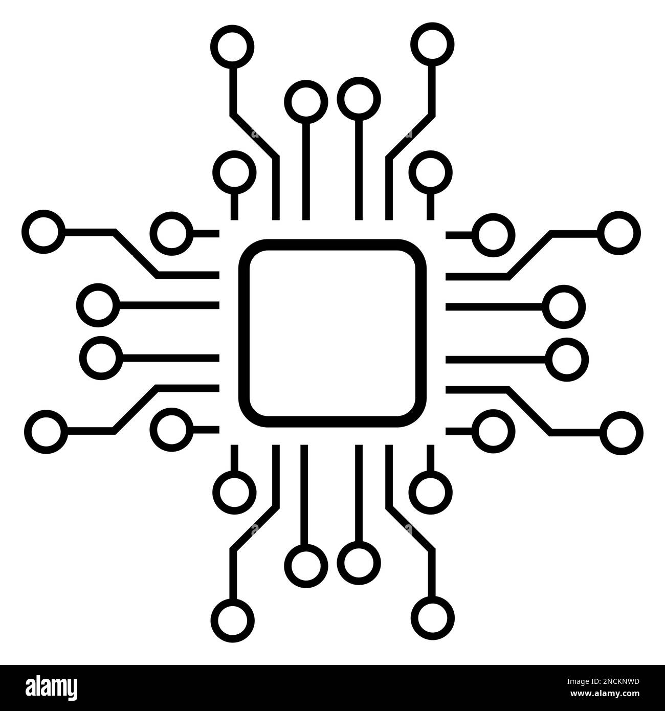 Silhouette of simple schematic chip or component for microcircuits ...