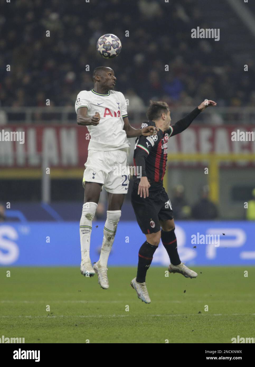 Pape Matar Sarr of Tottenham Hotspur and Brahim Diaz of AC Milan during ...
