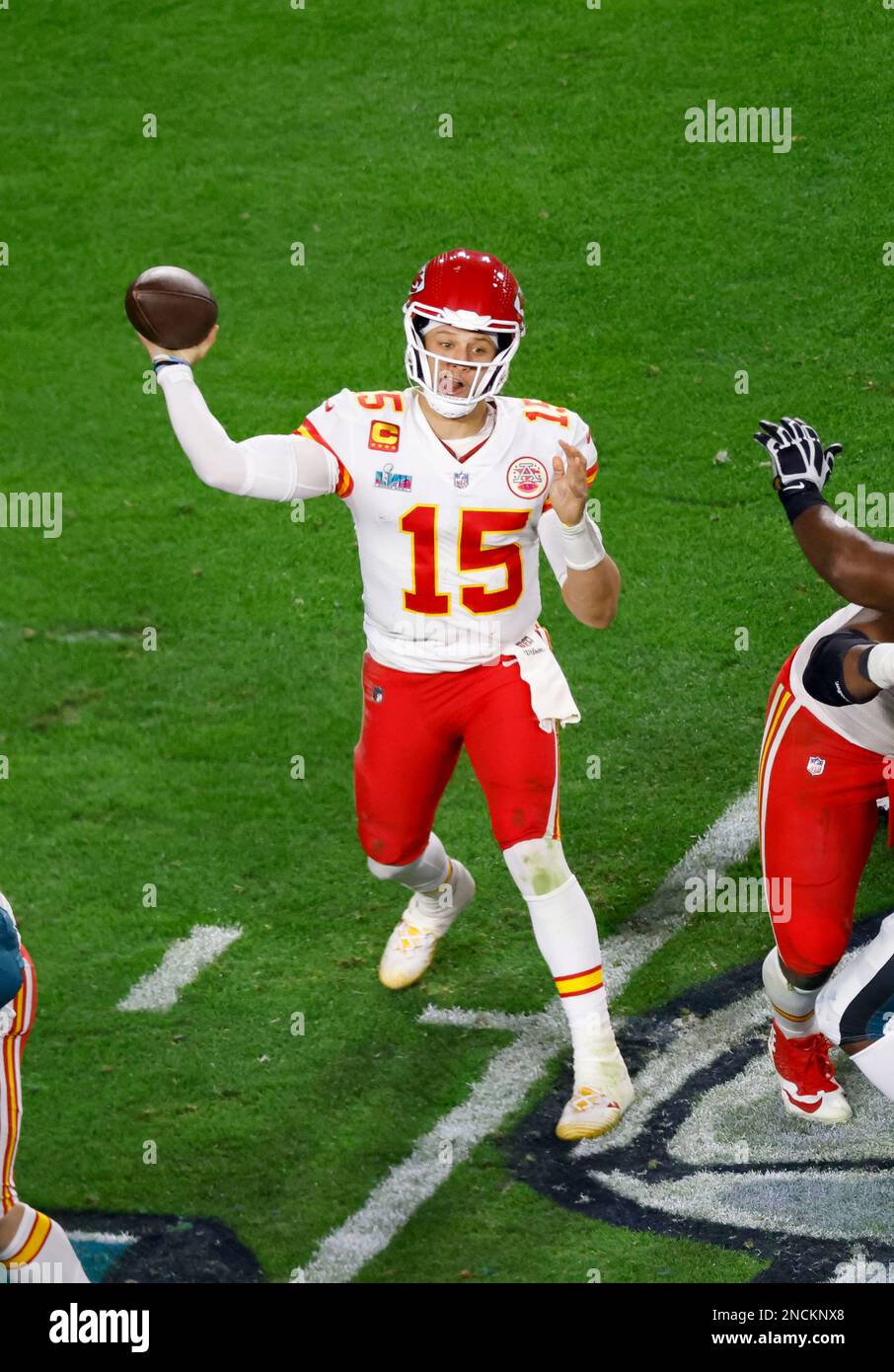 Kansas City Chiefs quarterback Patrick Mahomes (15 ) throws a pass ... Kansas City Chiefs quarterback Patrick Mahomes (15 ) throws a pass ...