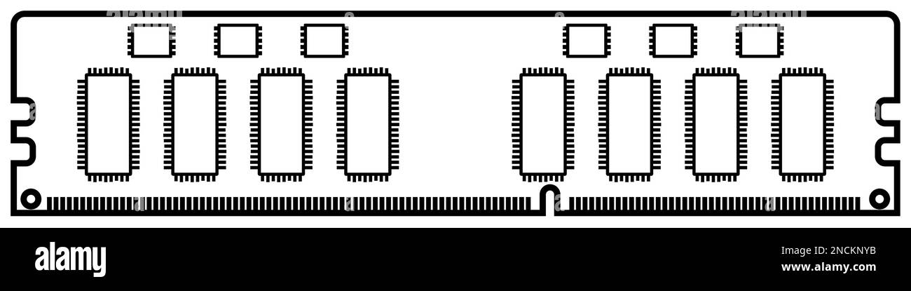 Outline RAM for desktop computer, memory stick isolated on white background. Vector clipart ...