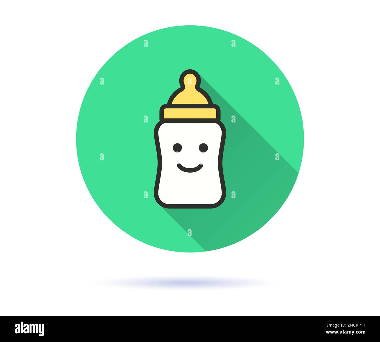 Baby bottle icon. Simple illustration with long shadow for graphic and ...