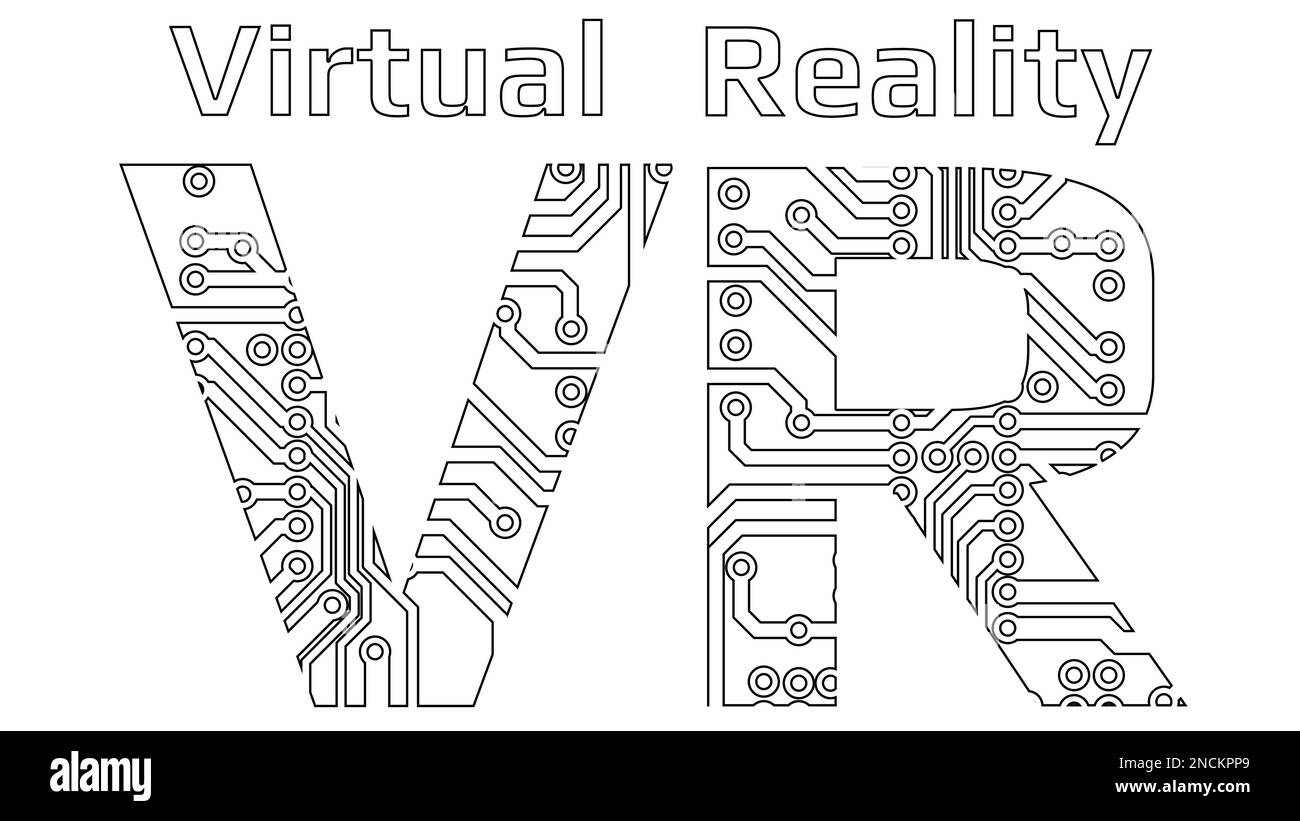 Black contours of letters VR abbreviation for Virtual Reality ...