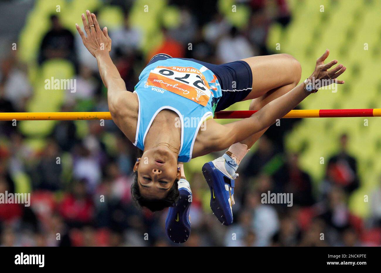 India's Sahana Kumari competes in the women's high jump, at the 16th ...