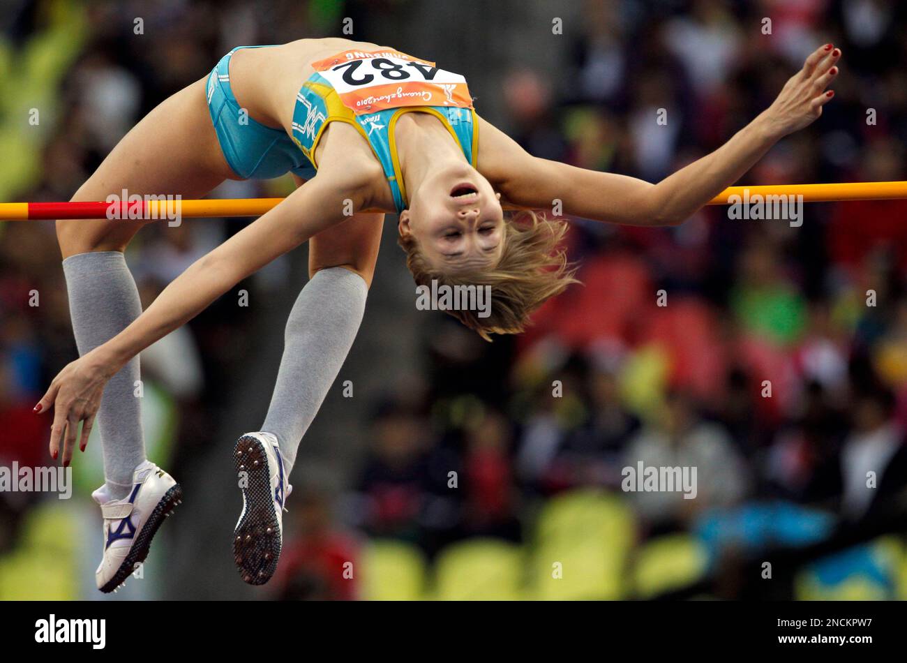 Kazakhstan's Anna Ustinova competes in the women's high jump, at the ...