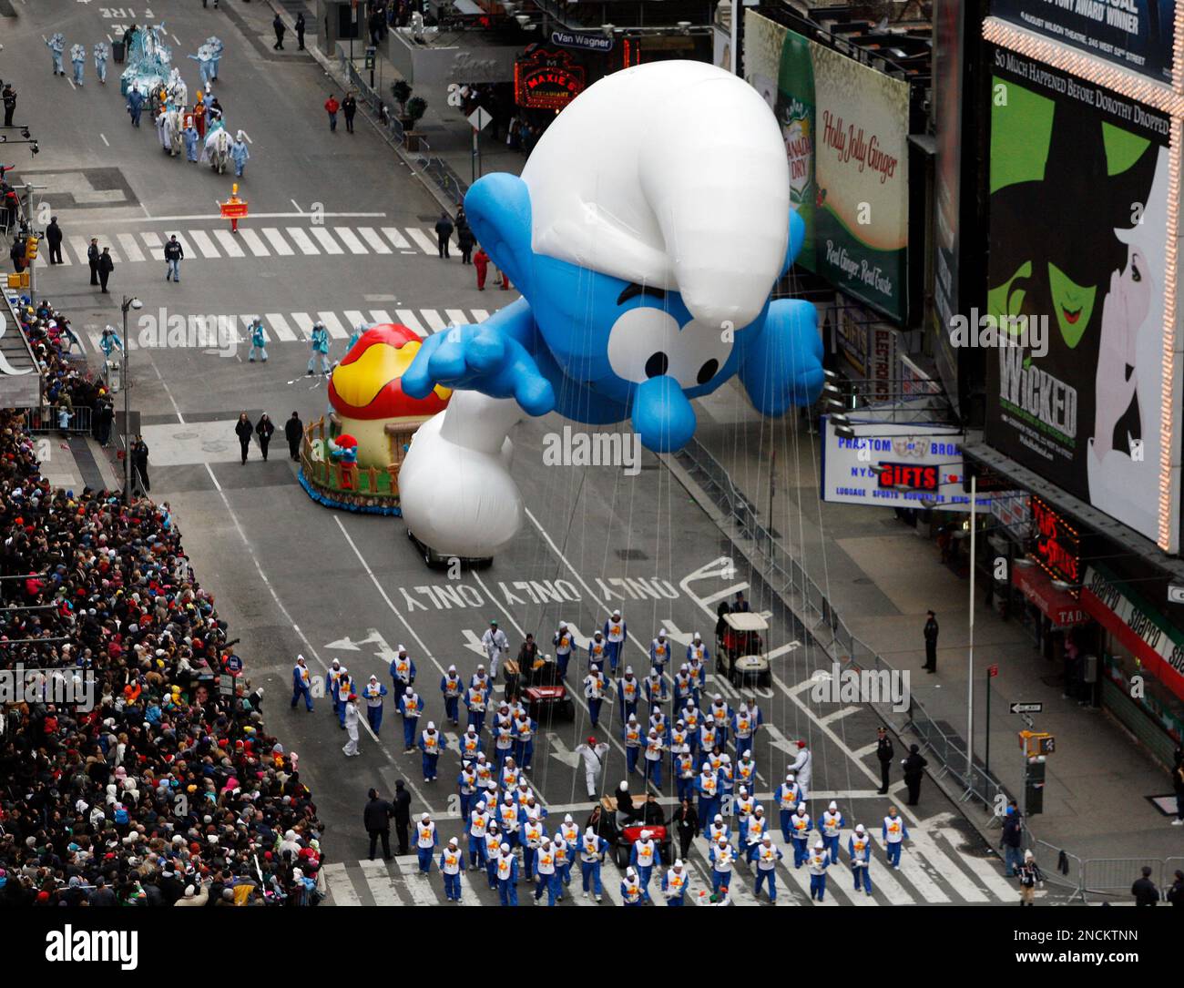 The Smurf balloon floats through Times Square during the Macy's ...