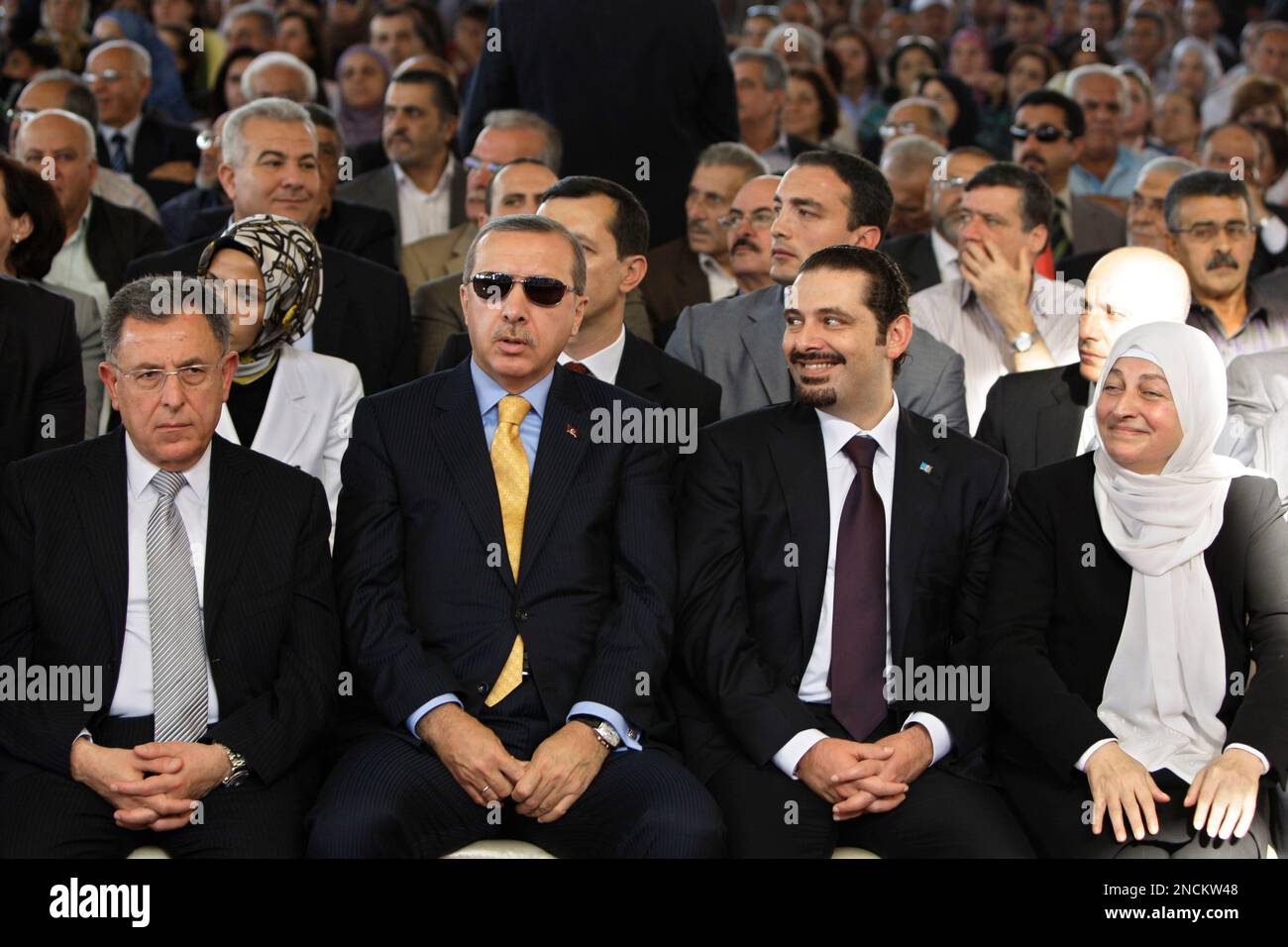 From right, Lebanese lawmaker Bahia Hariri, Lebanese Prime Minister ...