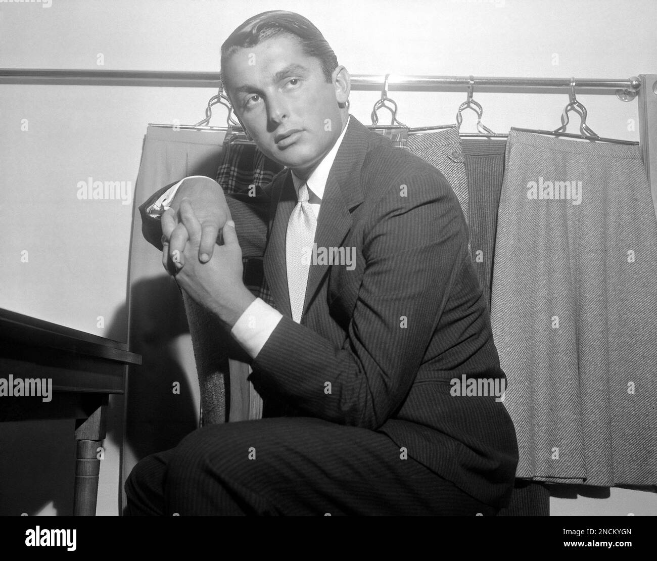 Actor and sportswear executive Robert Evans, shown in his office at ...