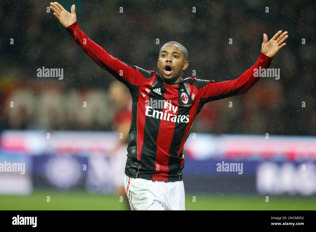 AC Milan Brazilian forward Robinho reacts during a Serie A soccer match ...