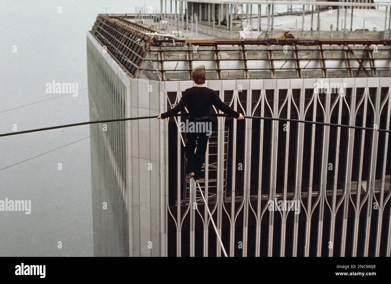 Philippe Petit, tightrope walker, who walked a tightrope between the twin towers of the World ...