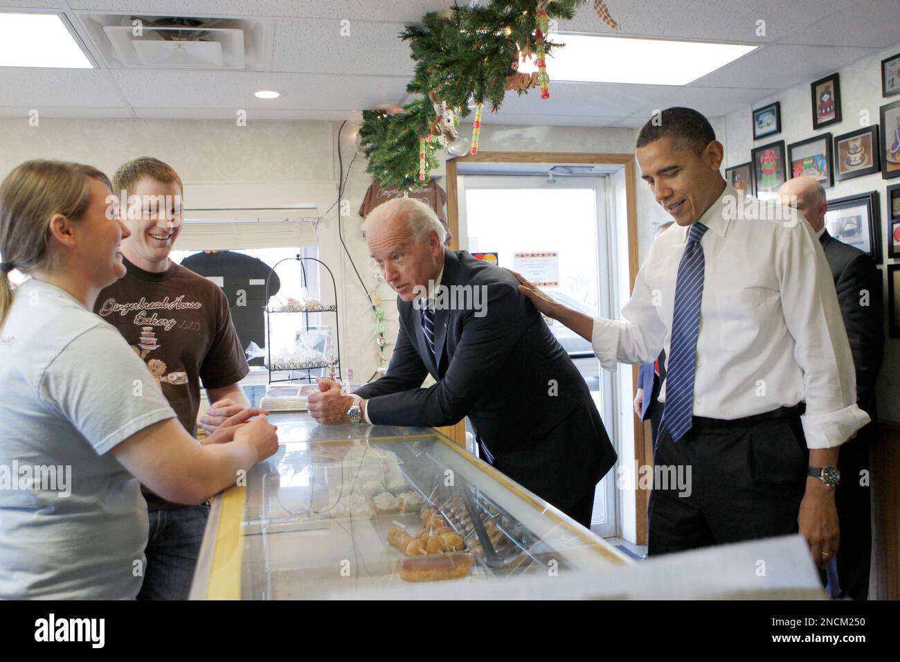 President Barack Obama, joined by Vice President Joe Biden, checks out ...