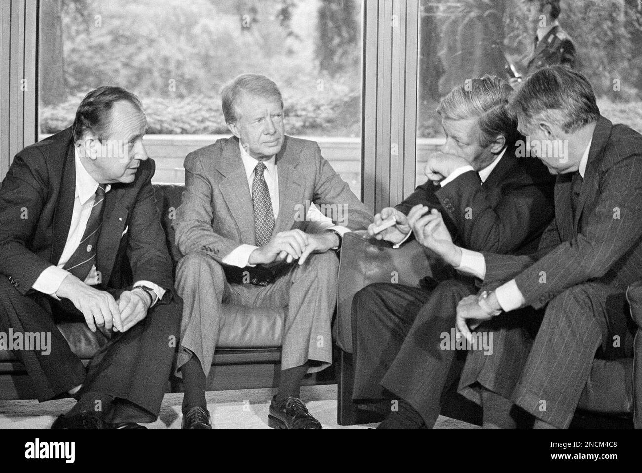 U.S. Secretary of State Cyrus Vance looks at West German Chancellor ...