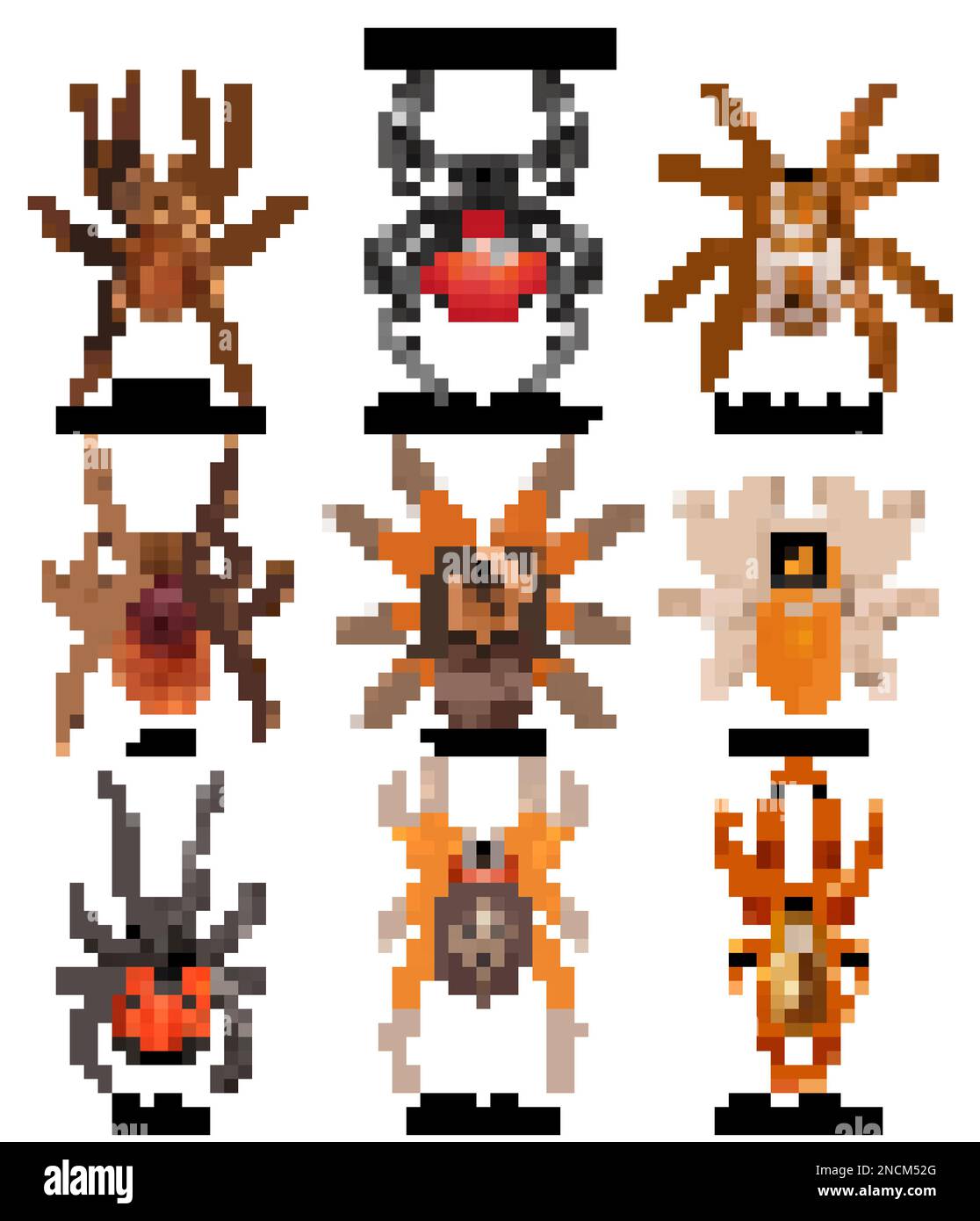 Realistic spiders set of isolated icons with isolated top view images ...