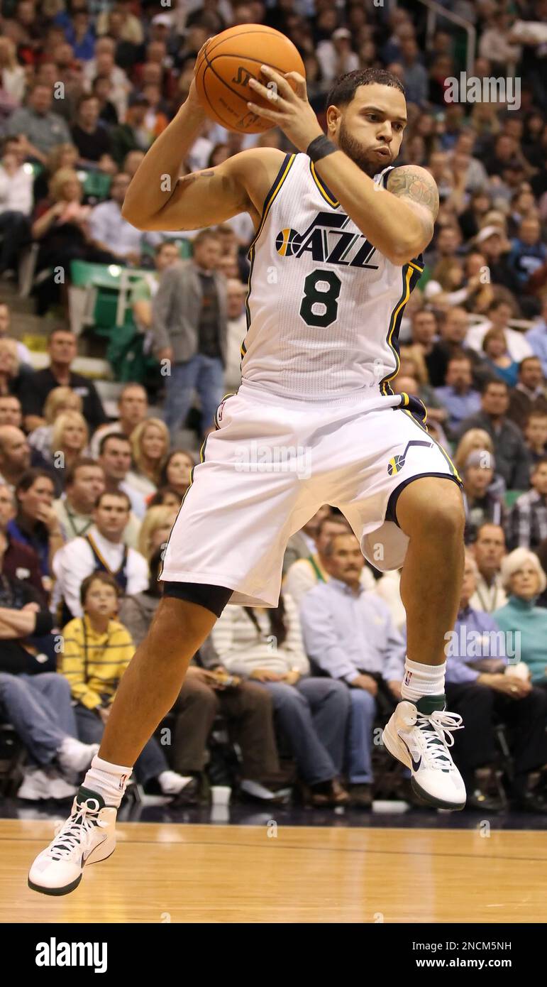 Utah Jazz's Deron Williams grabs a rebound during a game against the ...