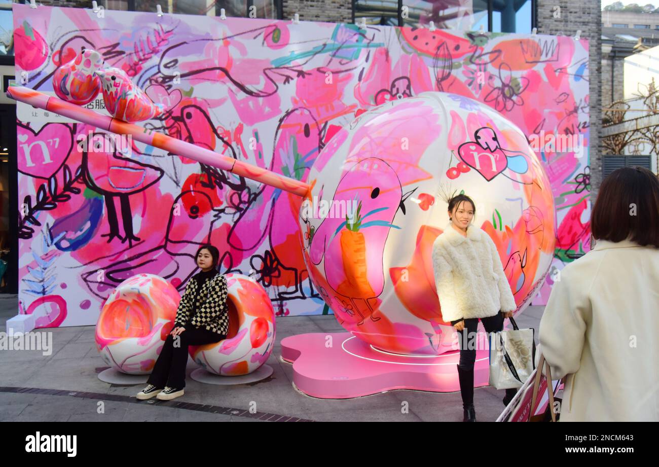 A giant lollipop-shaped decoration appears by the West Lake, attracting ...