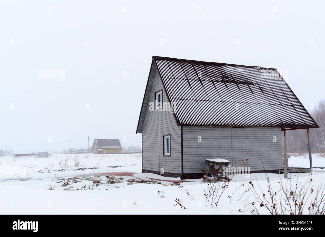 Private rustic two-storey house from the siding without a fence in a ...