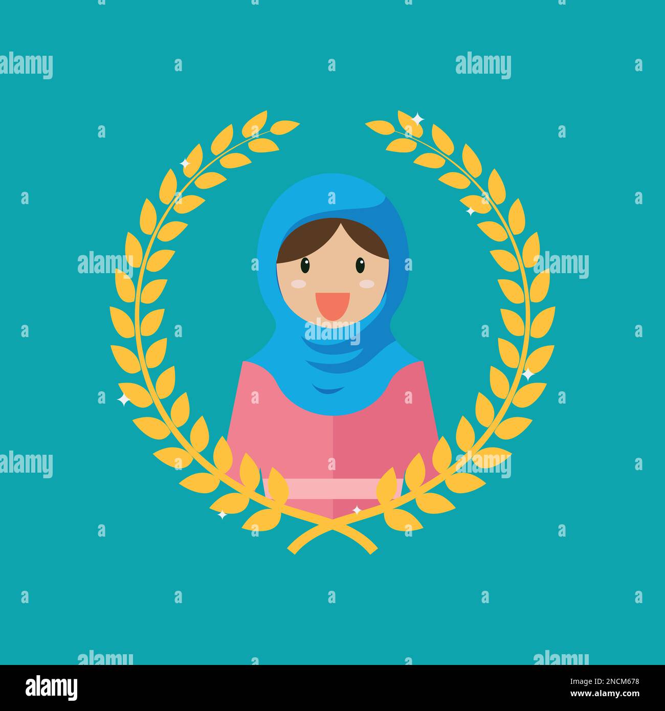 Honor muslim woman with golden wreath. Vector illustration Stock Vector ...