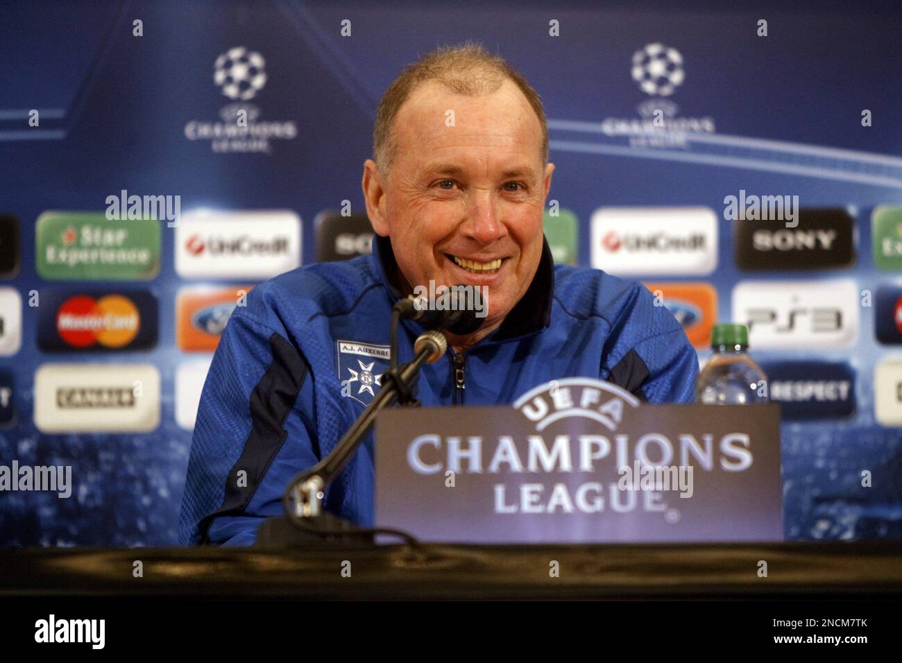 Auxerre's coach Jean Fernandez smiles during a press conference in ...