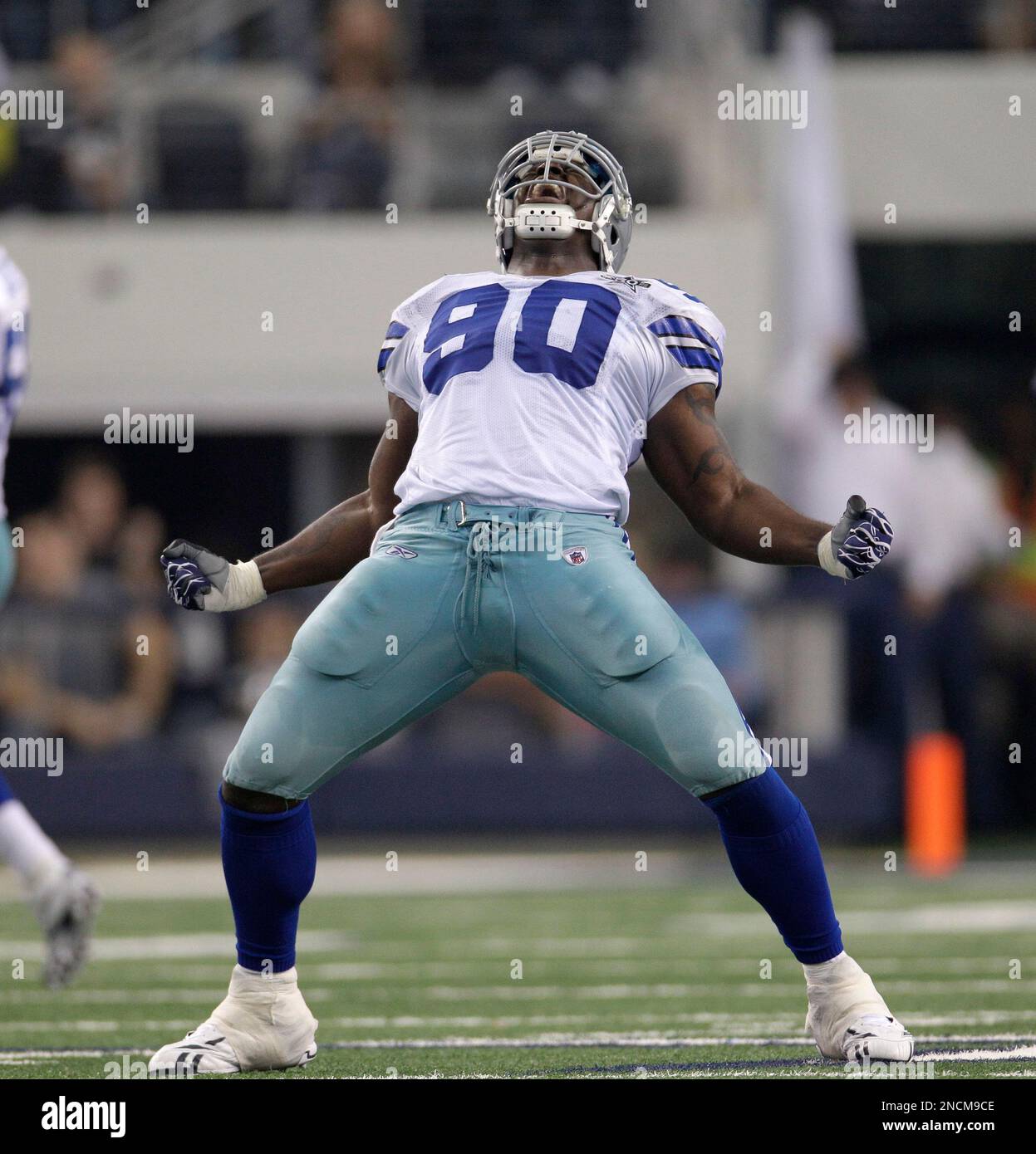 Dallas Cowboys defensive tackle Jay Ratliff (90) celebrates during an ...