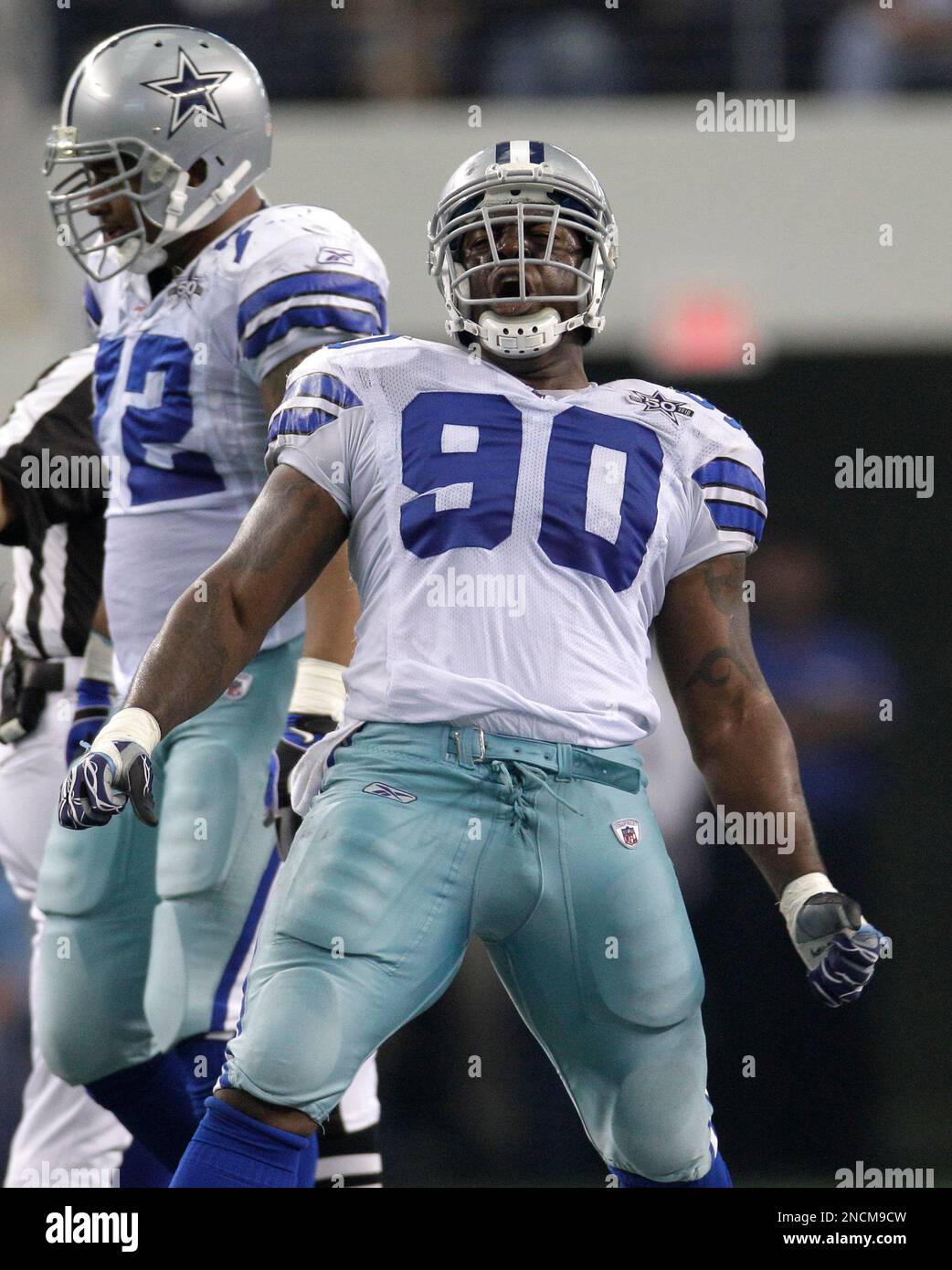 Dallas Cowboys defensive tackle Jay Ratliff (90) celebrates during an ...
