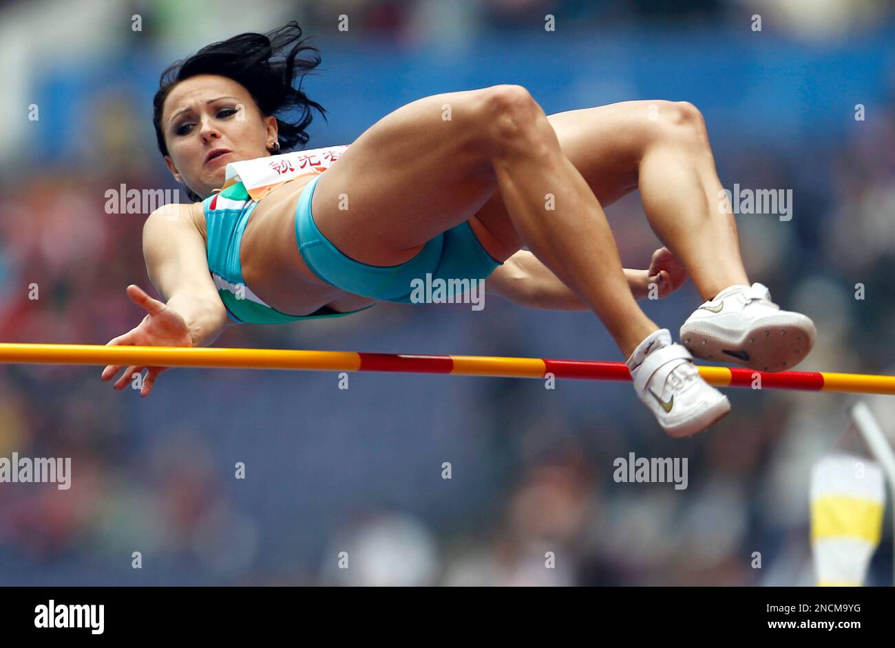 Uzbekistan's Yuliya Tarasova competes in the women's Heptathlon High ...