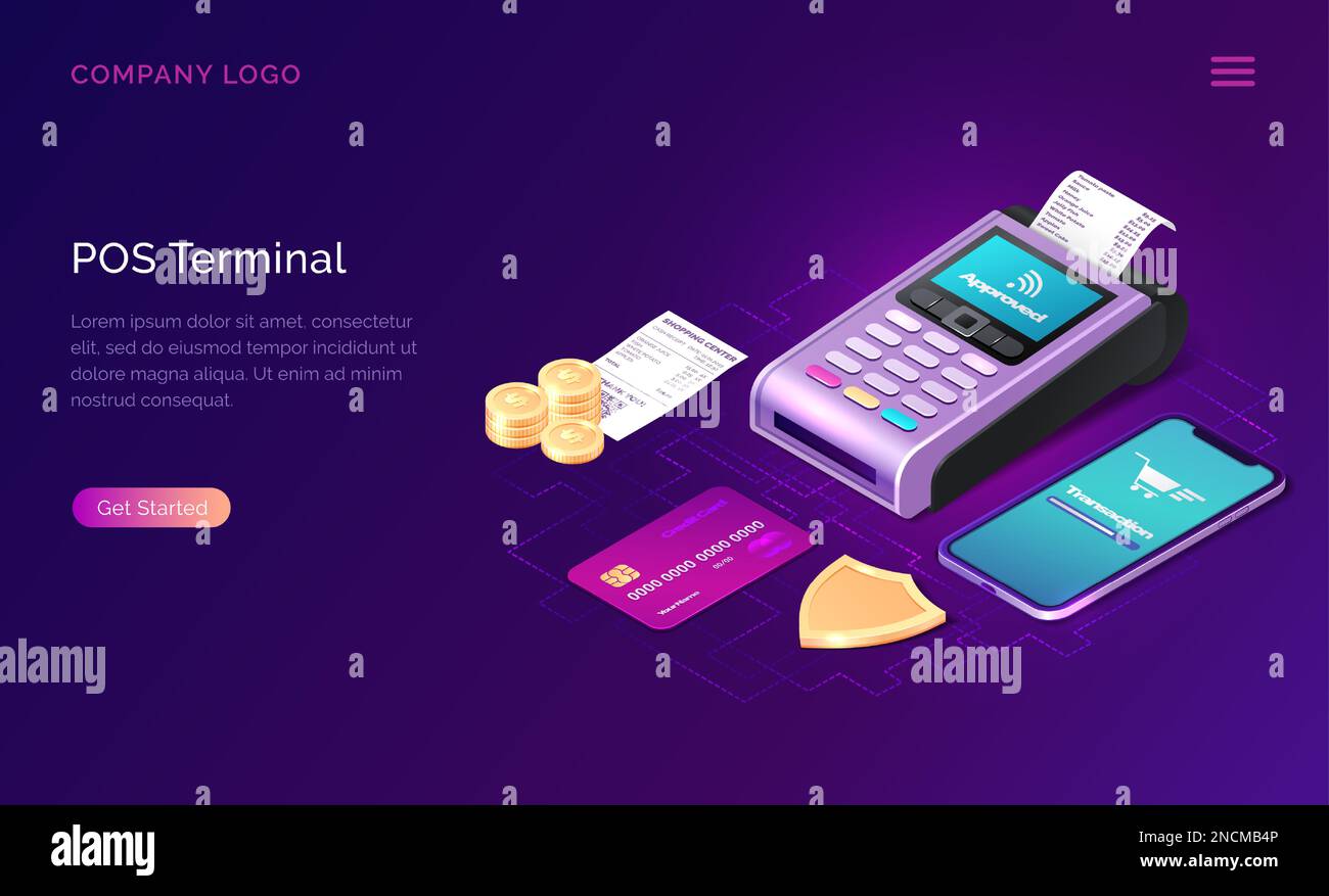 POS terminal business concept vector isometric illustration ...
