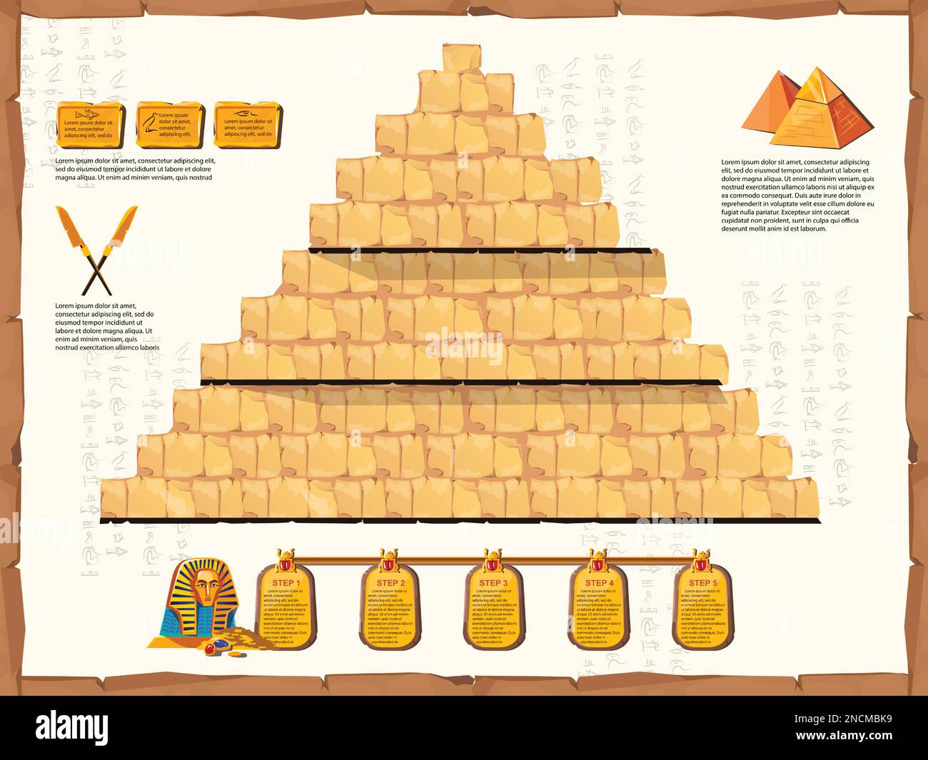 Ancient Egypt time line vector cartoon infographics. Cross section ...
