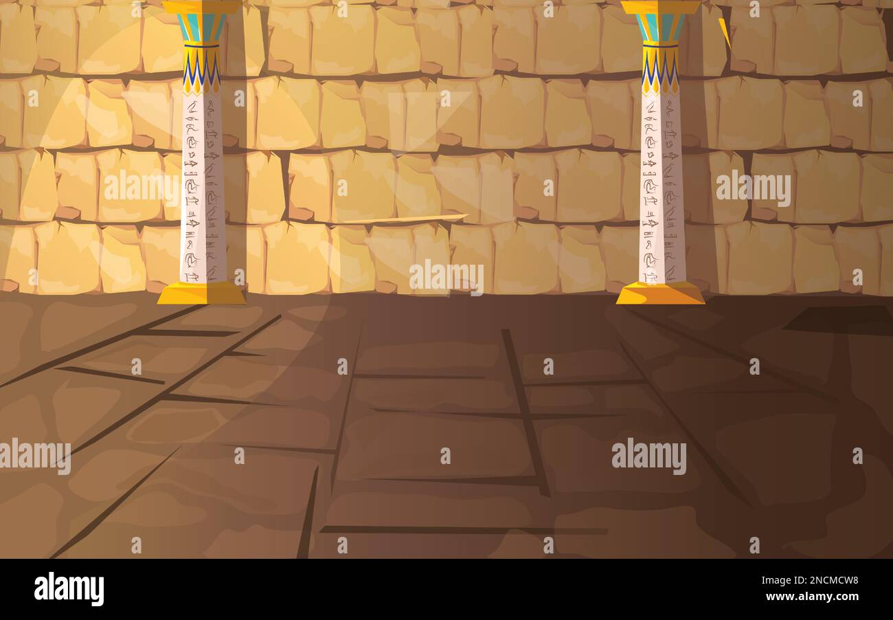 Ancient Egypt empty pharaoh tomb or temple room cartoon vector ...