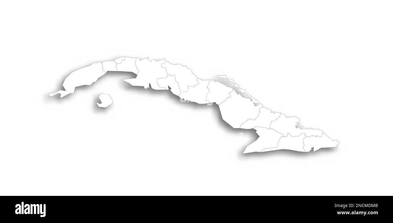 Cuba political map of administrative divisions - provinces. Flat white ...
