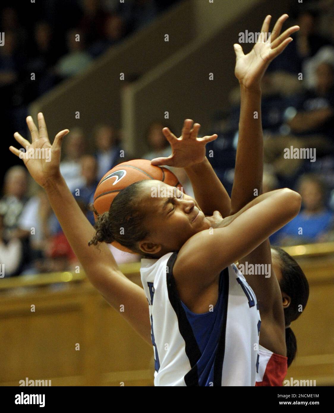 Duke's Shay Selby (3) collides with Western Kentucky's Mimi Hill (3 ...
