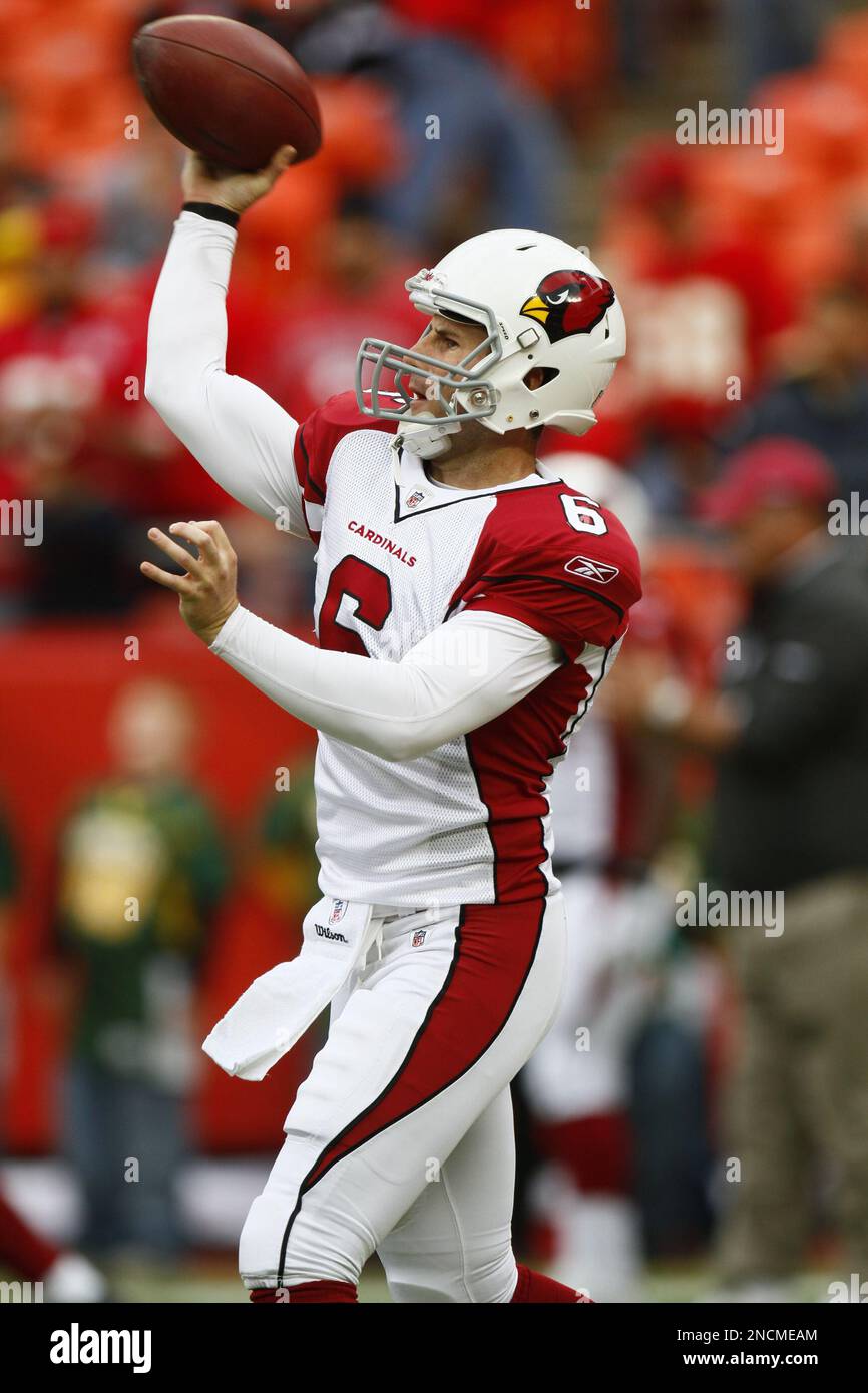 Arizona Cardinals quarterback Max Hall warms up before an NFL football ...