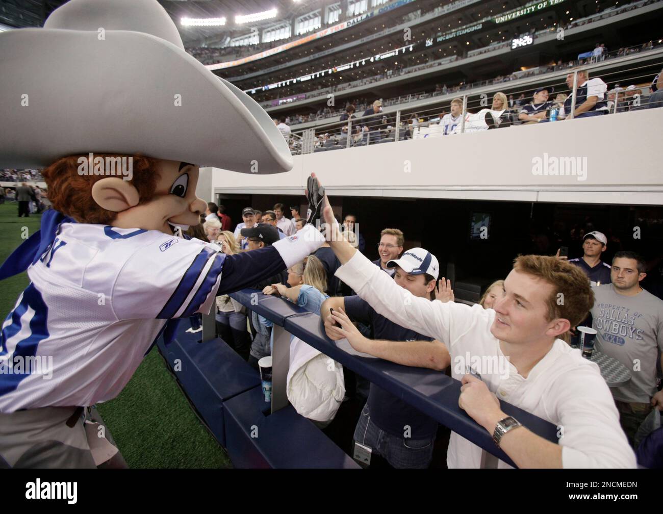 Dallas Cowboys mascot Rowdy entertains fans before an NFL football game ...