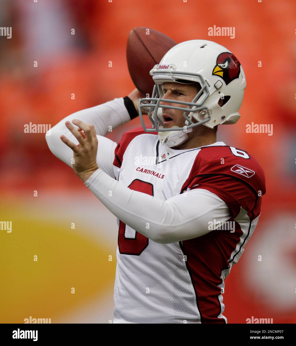 Arizona Cardinals quarterback Max Hall (6) before the start of an NFL ...