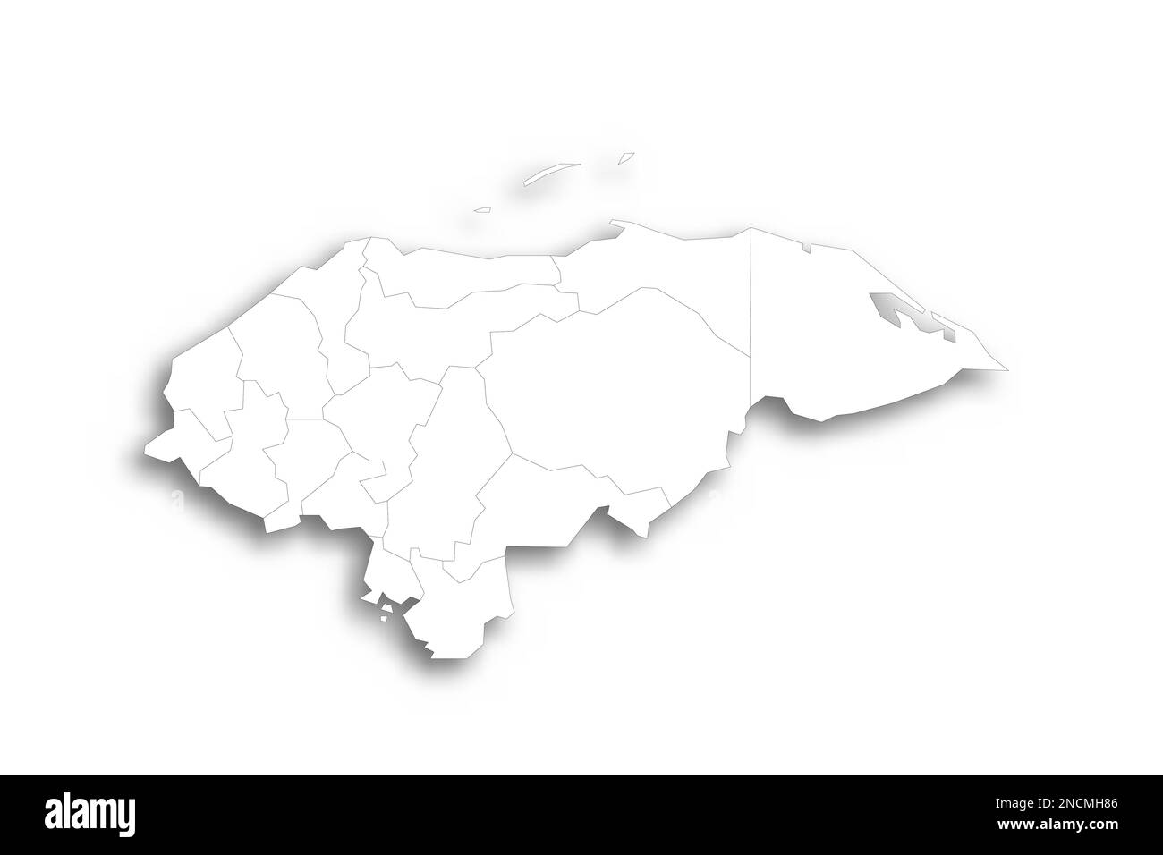 Honduras political map of administrative divisions - departments. Flat ...