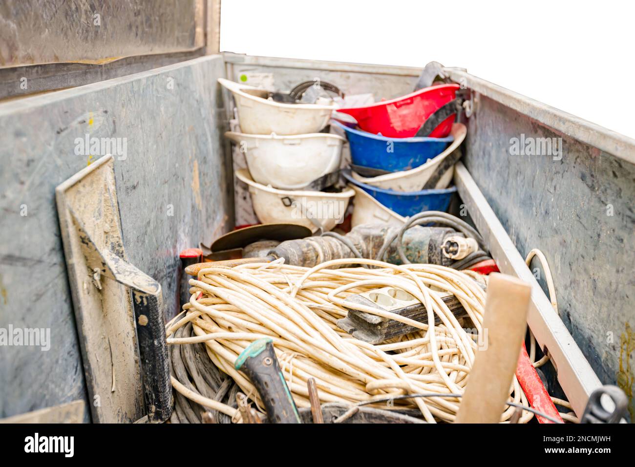 Steel crate, container, toolbox overfull of many different tools were ...