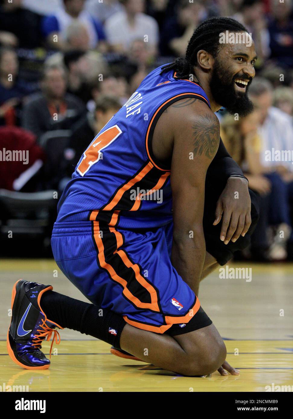 New York Knicks' Ronny Turiaf smiles on the court during the second ...