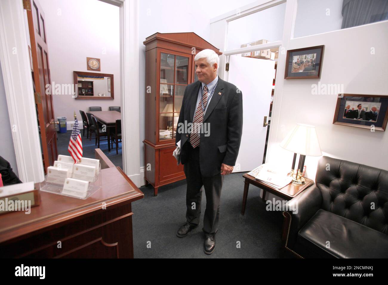 Rep.-elect Bob Gibbs, R-Ohio looks over his new office in the Cannon ...