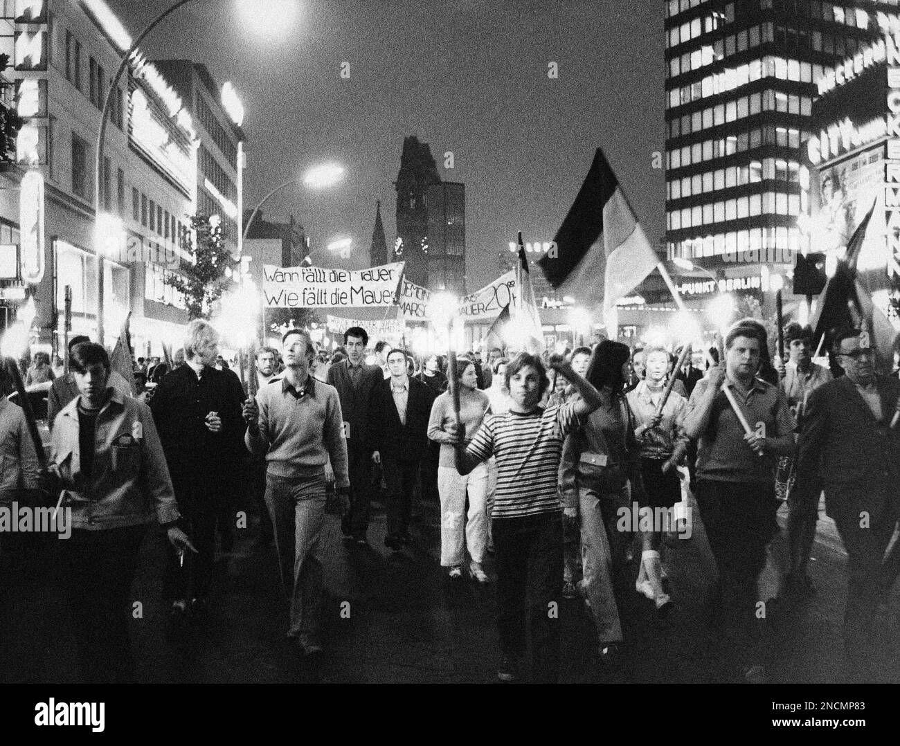 West Berliners gathered in downtown to demonstrate against the wall on ...