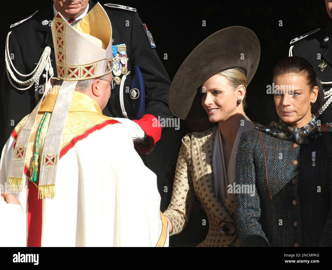 Prince Albert II of Monaco's fiancee Charlene Wittstock, center ,and ...