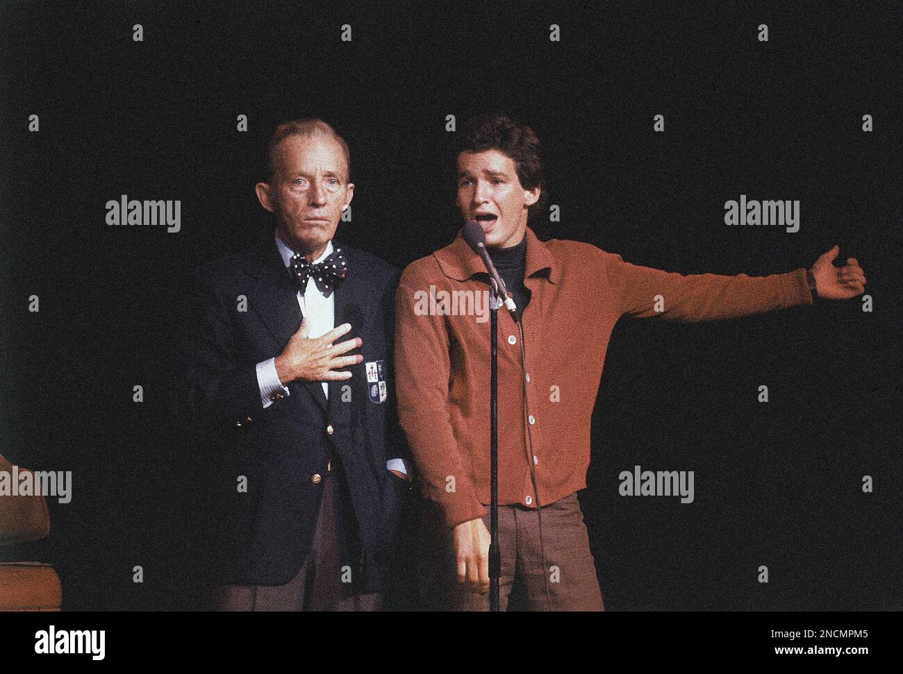 Singer and actor Bing Crosby performing with son, Harry, 19, at the ...