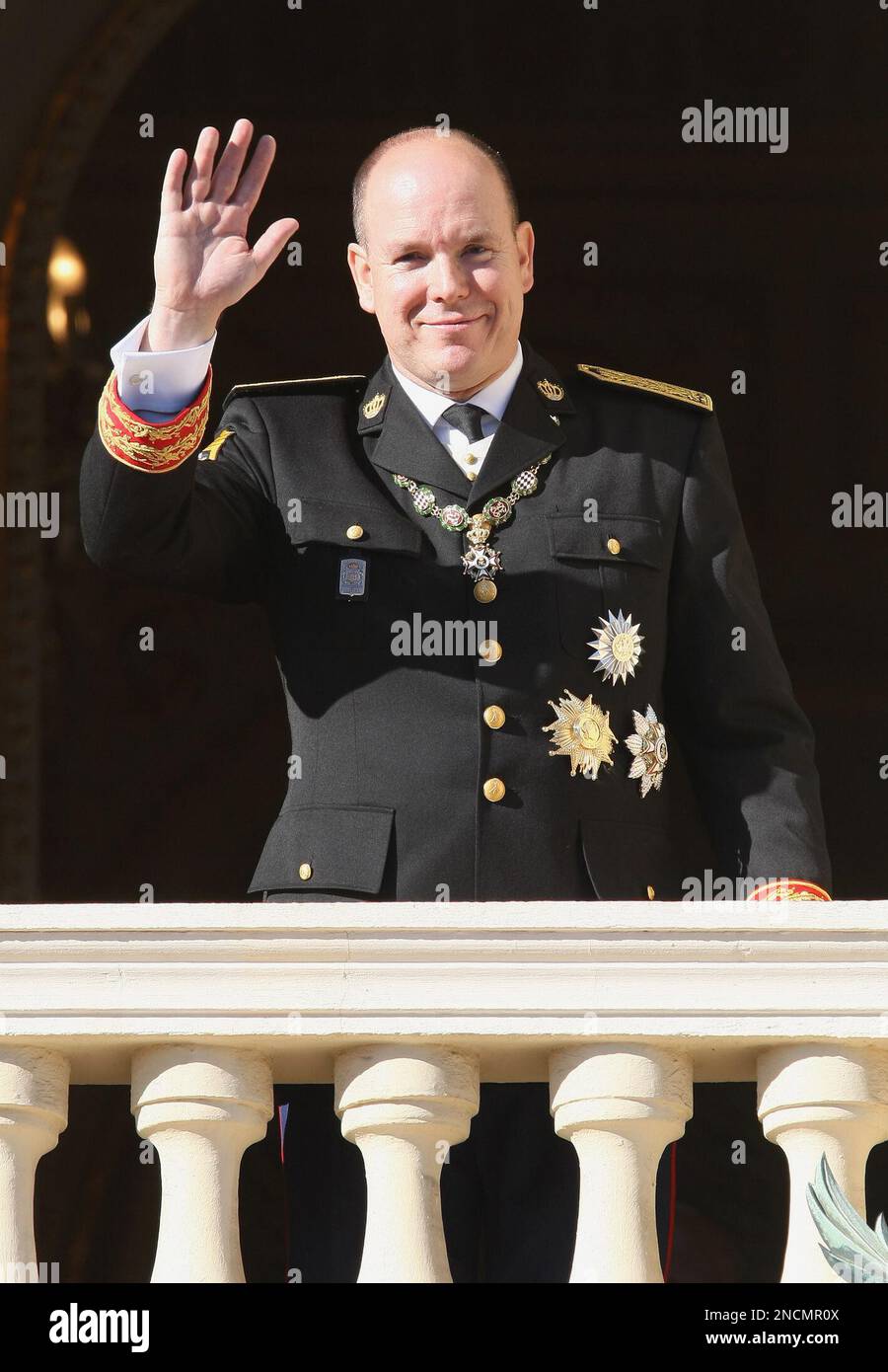 Prince Albert II of Monaco waves from the Monaco palace on Monaco's ...